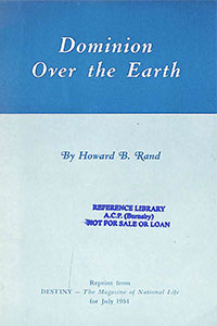 Dominion Over the Earth - ACP - Our Library Digitized